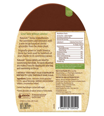 Naturals Stevia Zero Calorie Sweetener Tablets - Equal® Philippines
